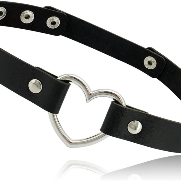 Jewelry | Love Heart Adjustable Leather Choker Punk Pu Necklace Goth ...